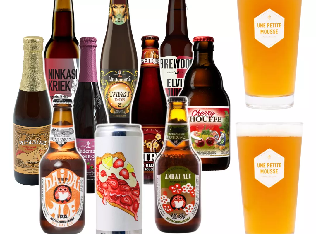 Coffret de 10 bières aux fruits et 2 verres à bière à commander en ...