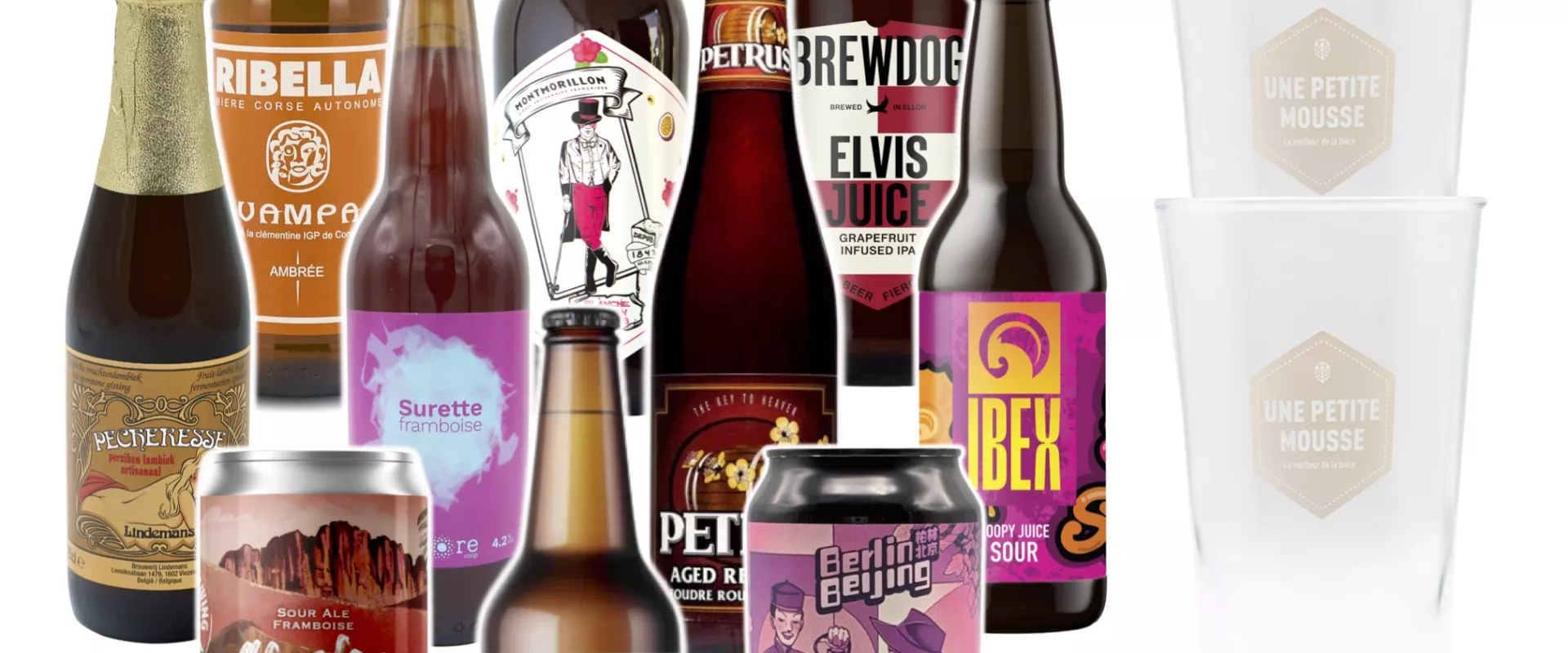Coffret de 10 bières aux fruits et 2 verres à bière à commander en ...